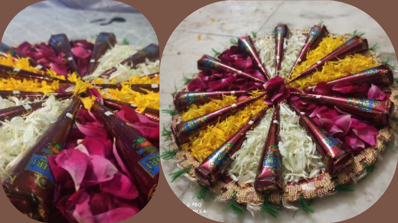 Mehndi thali decoration idea.... mehndi thali decoration in last time ...