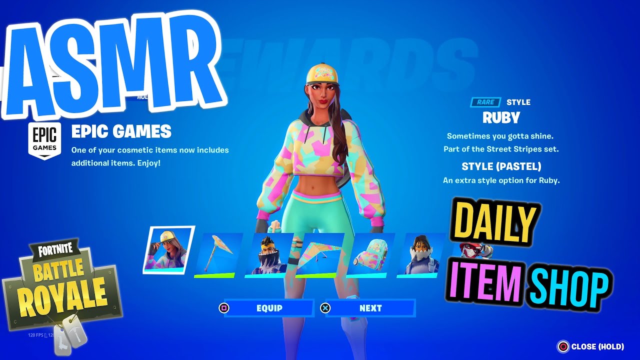 ASMR Fortnite NEW Pastel Ruby Skin Style! Daily Item Shop 🎮🎧 Relaxing ...