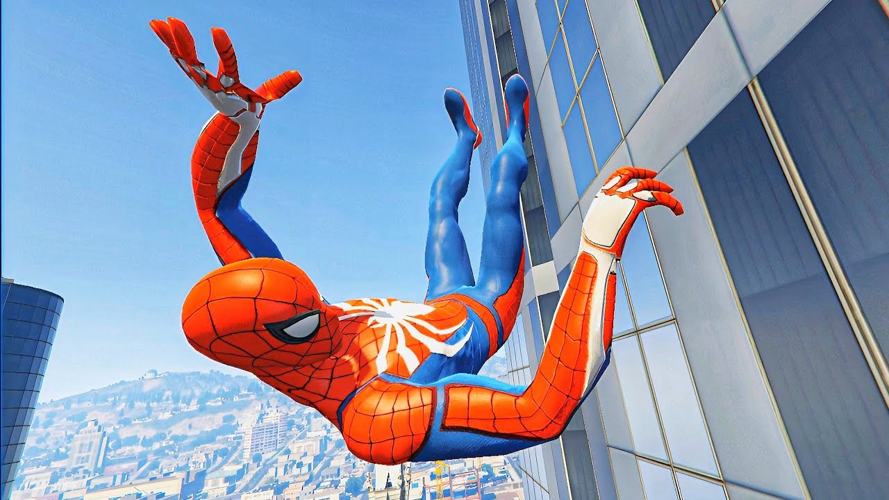 GTA 5 Iron Spiderman Falling Off Highest Building #8 (Euphoria Ragdolls ...