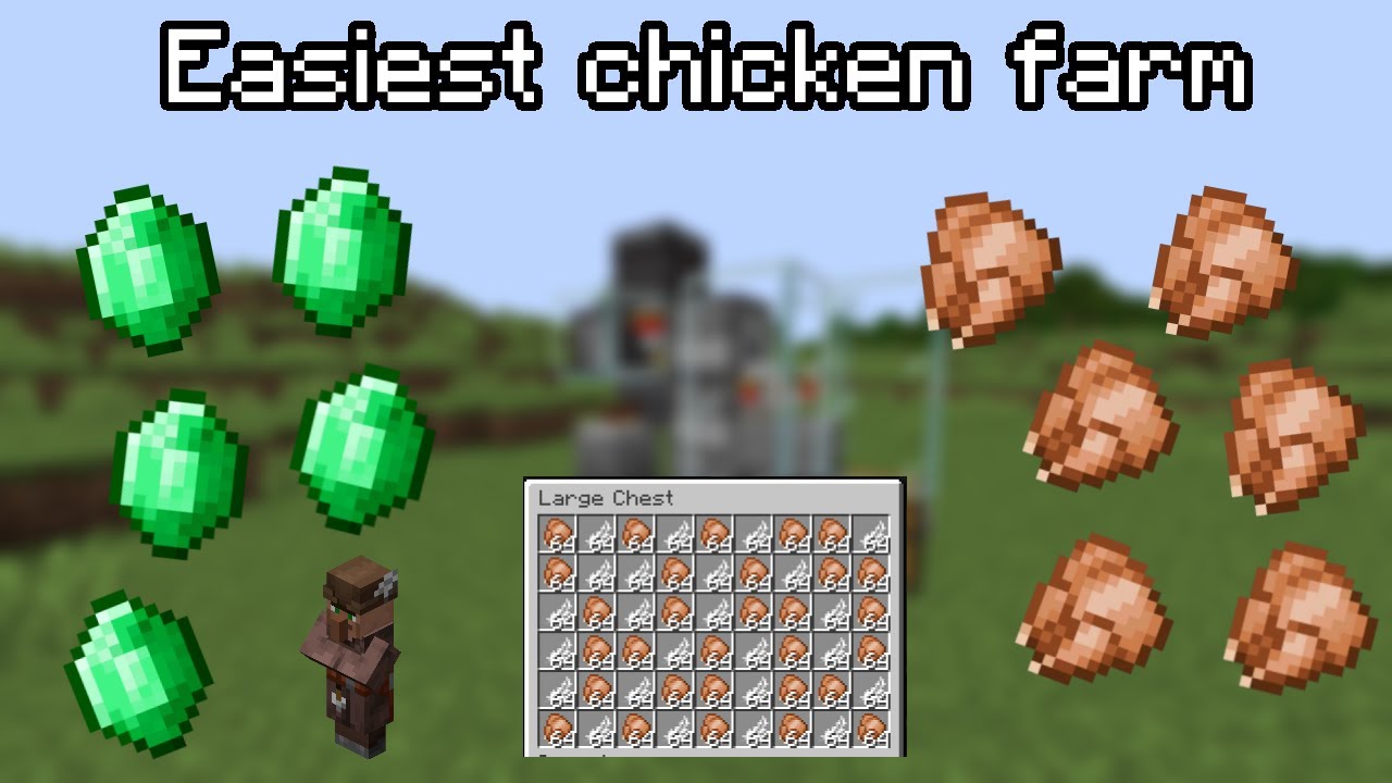 Minecraft - Easiest chicken farm / 1.19.2 / Infinite food + emeralds - YouTube