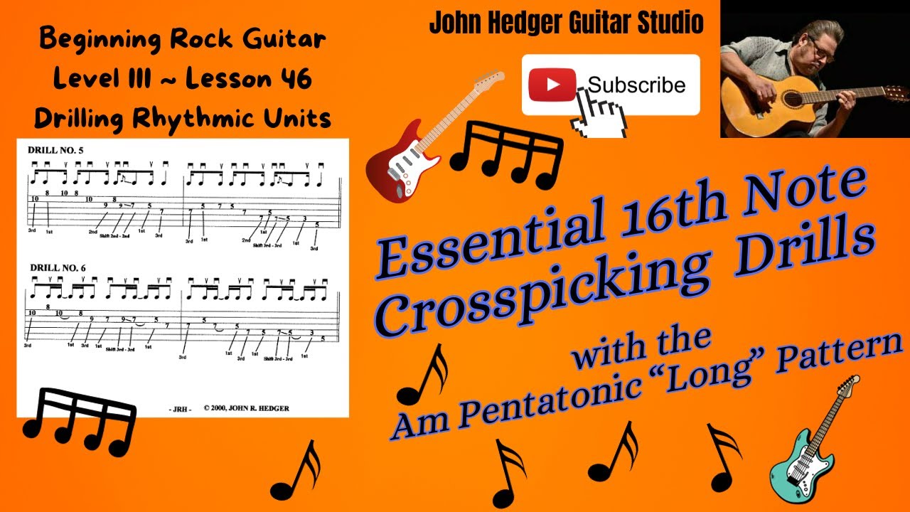 16th Note Rhythmic Units Picking Drills ~ Lesson 46 ~ Book III ...