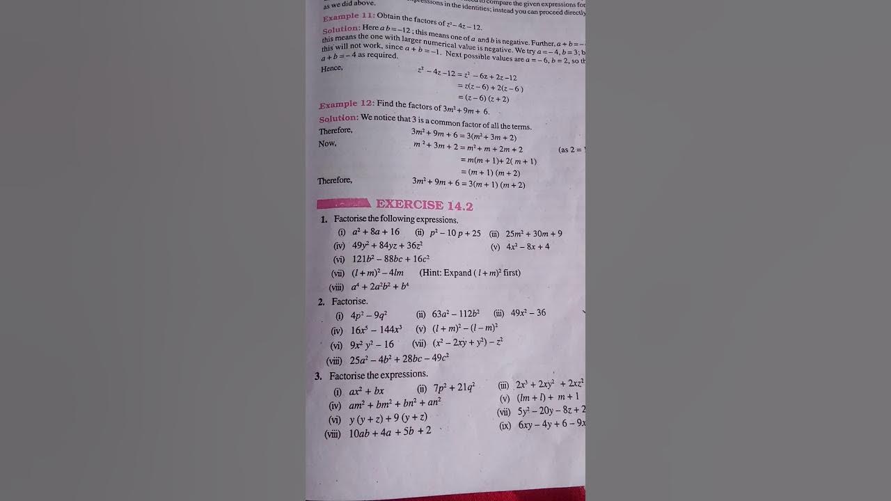 Factorization Class 8 Exercise 14 2 Question Number 1 Part 1 YouTube factorization-class-8-exercise-14-2-question-number-1-part-1-youtube
