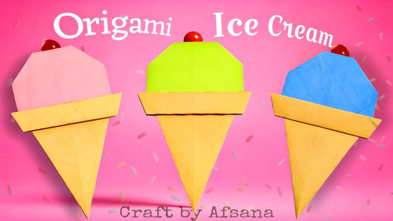 Paper Ice Cream Cone Origami Tutorial 🍦 How to Make Easy Scoops DIY Ice ...