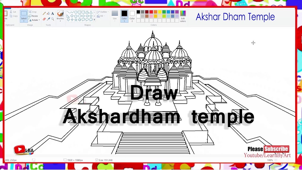 How to draw Akshardham temple l LearnByart - YouTube
