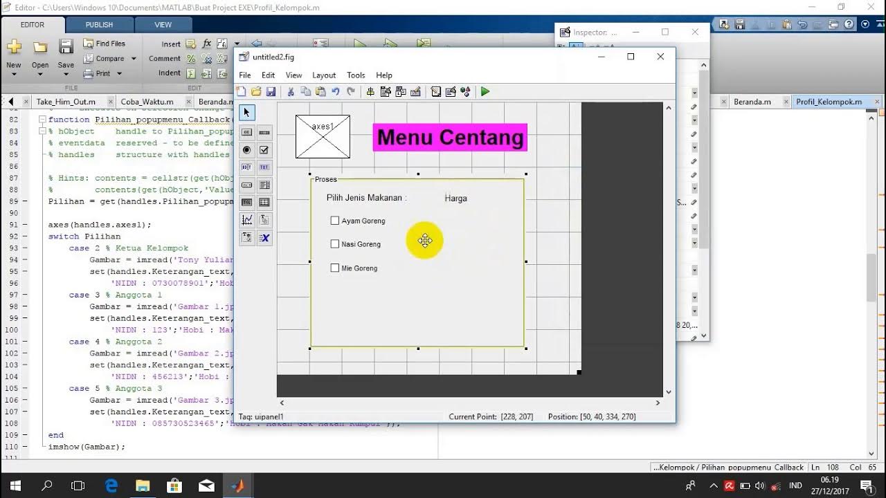 Tutorial GUI Matlab 3 Membuat Menu Centang - YouTube