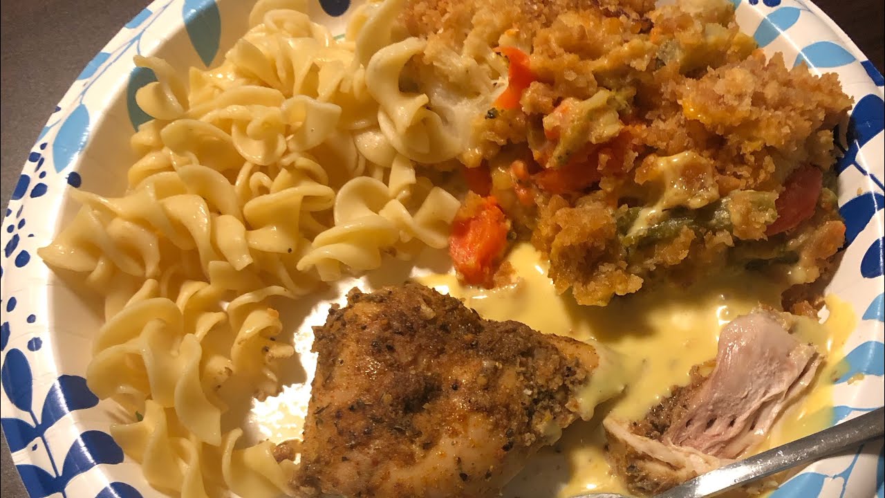 Baked Italian Chicken/Jello Cake/Chicken buttered noodles/Cheesy ...