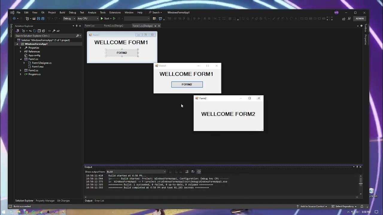 SHOW, HIDE, CLOSE form1 to form2 visual studio code - YouTube