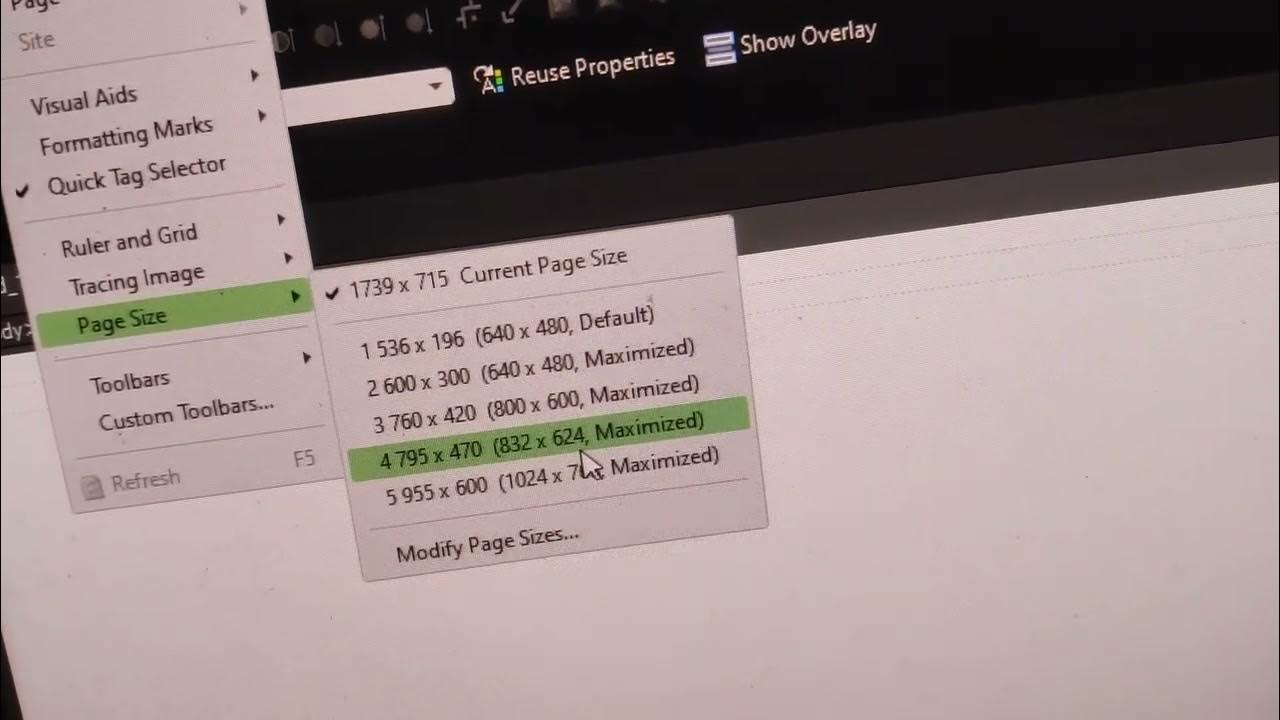 how to modify page size in expression web 4 - YouTube