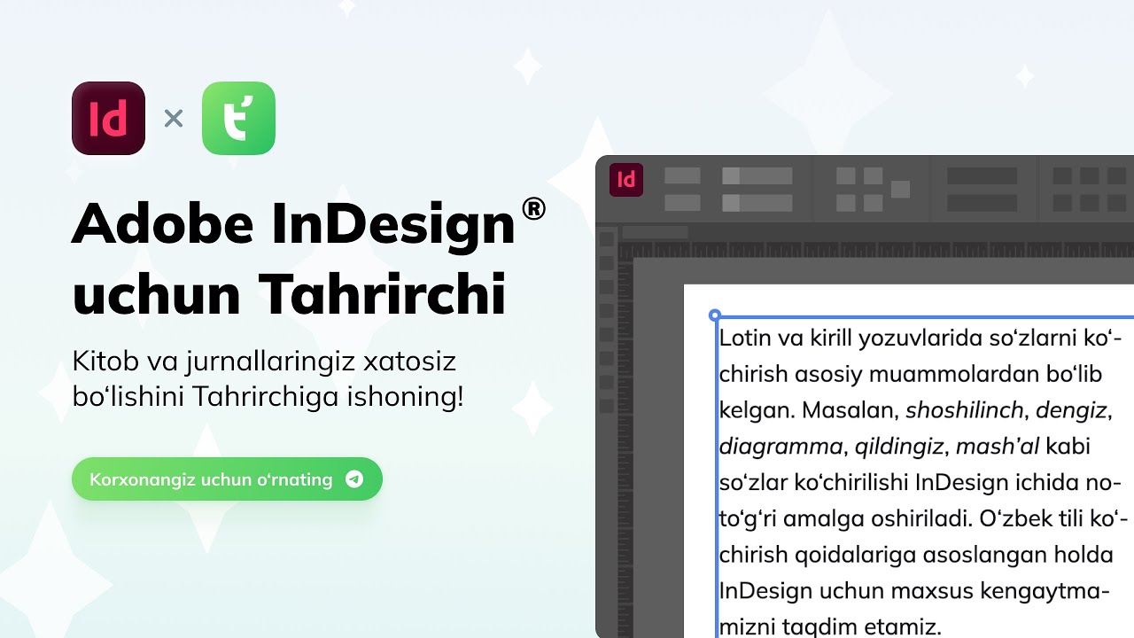 Adobe InDesign uchun Tahrirchi kengaytmasini ishlatish bo‘yicha qo ...