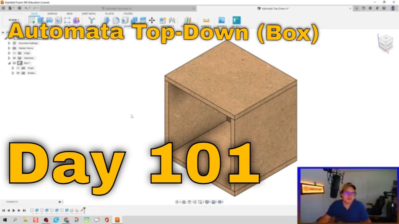 Top-Down Automata (pt 1) Box Assembly - Day 101 of 100 Autodesk Fusion ...