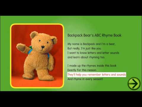 Backpack Bear's ABC Rhyme Book Poem song for kids 2019 - YouTube