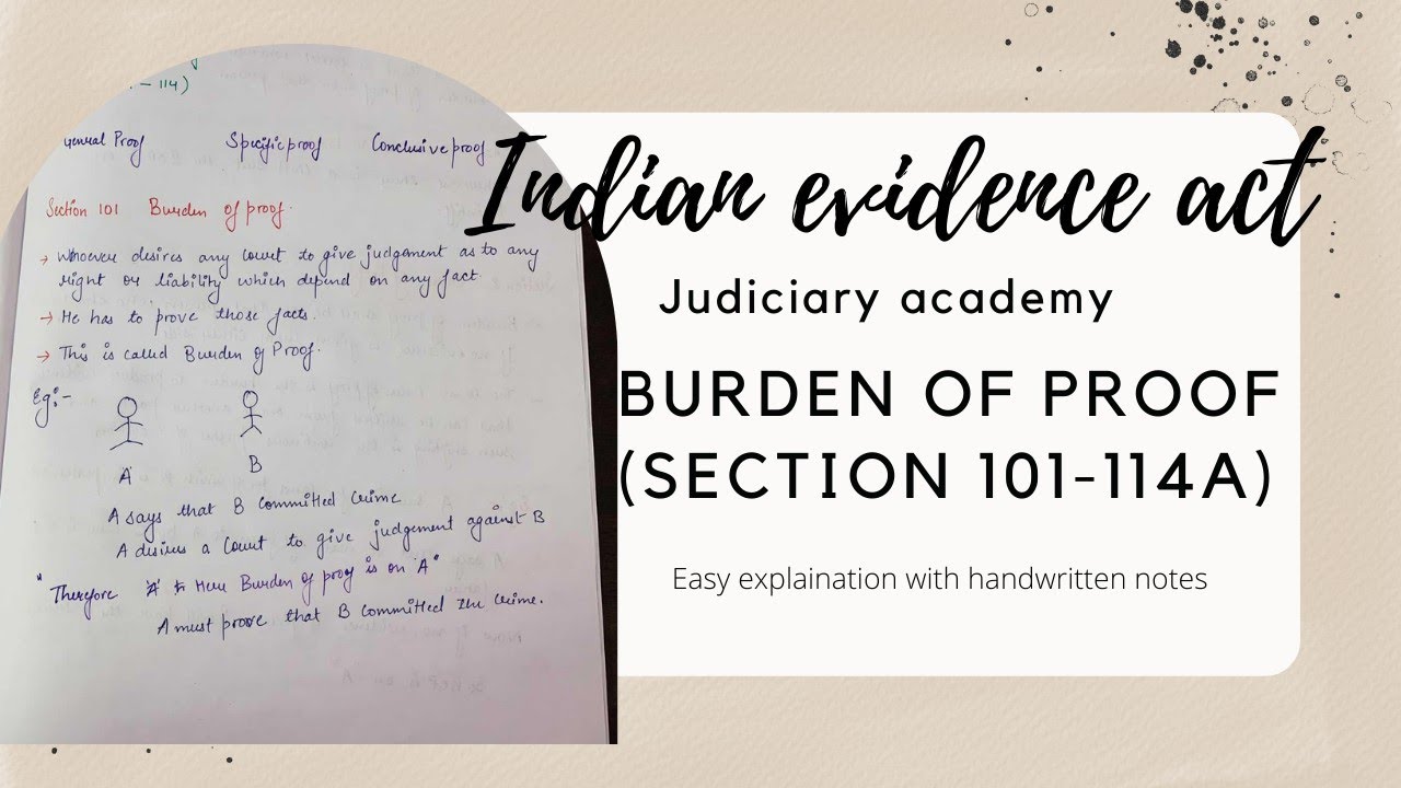 burden of proof sec(101 - 114 A) / easy explaination in Hindi with ...