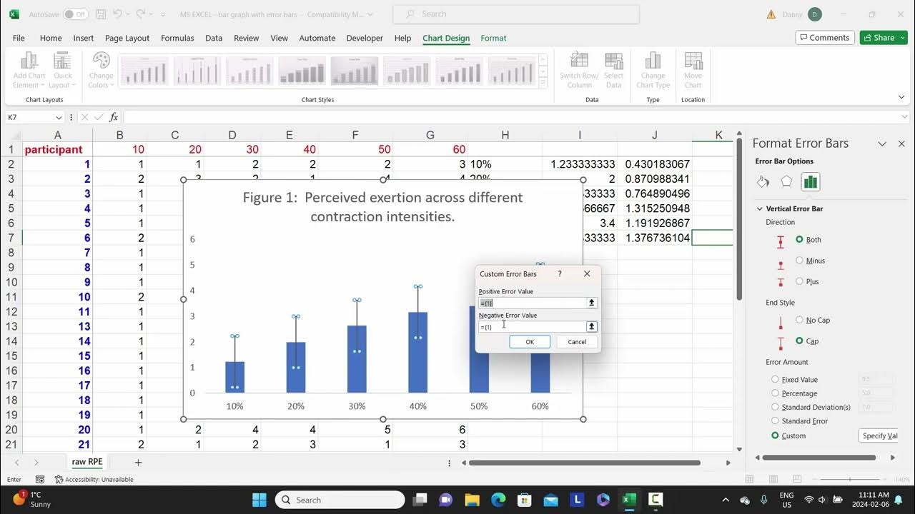 MS EXCEL bar graph with error bars Part 3 - YouTube
