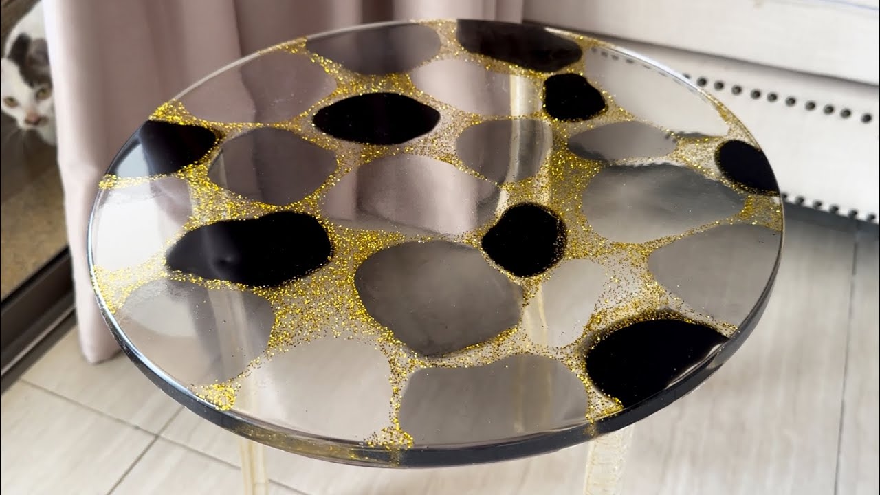 Resin Art Tutorial! Amazing Golden leopard Table Made of Epoxy Resin ...