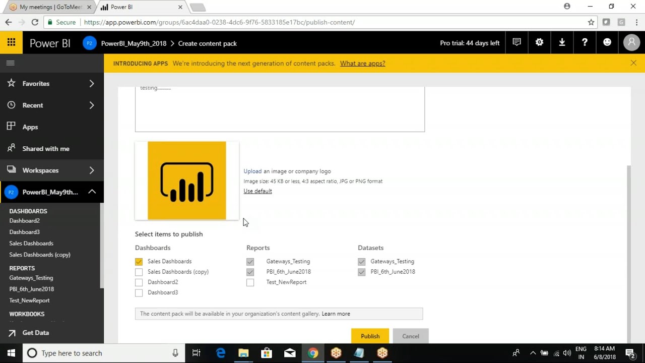 18. Share Dashboard, Content pack, Apps in Power BI Service - YouTube