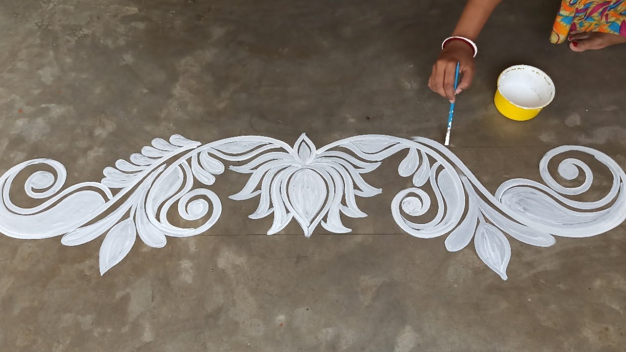 door alpana design for laxmi puja , easy and simple alpona design for ...