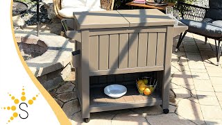 Sunnydaze Outdoor Bar Cart with Cooler and Prep Table - Driftwood-TST-016