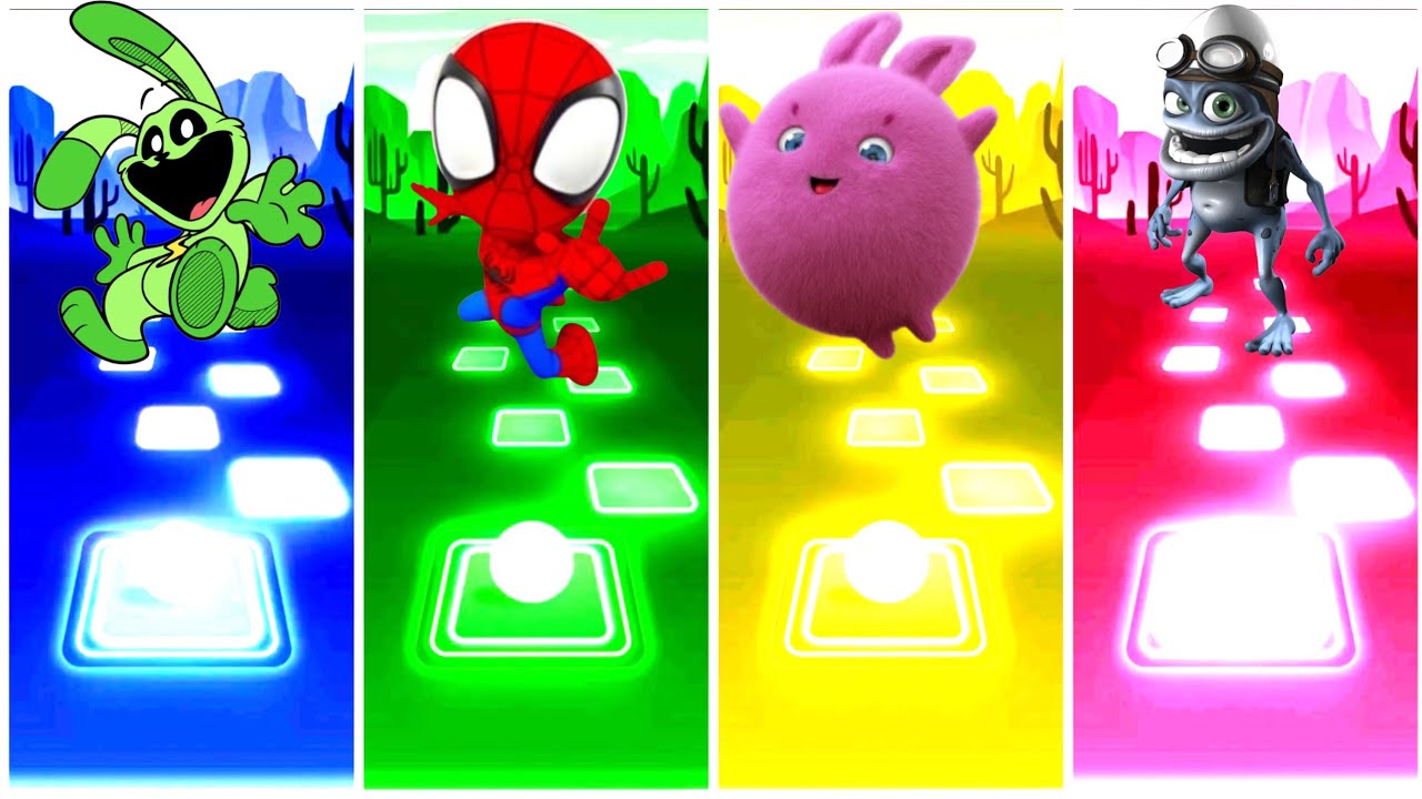 Smiling Critters Coffin 🆚 Spidey 🆚 Sunny Bunnies 🆚 Crazy Frog Tiles Hop ...