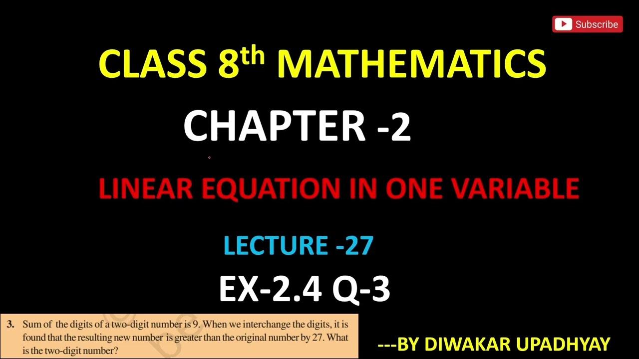 Q 3 - Ex 2.4 -Linear Equations in One Variable - NCERT Maths -Class 8th -Chapter 2 #class8 - YouTube