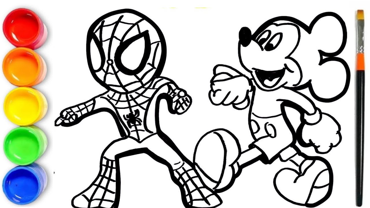 🔴 How to draw Marvel's Spidey, Spidey VS Mickey Mouse, Spidey Drawing ...