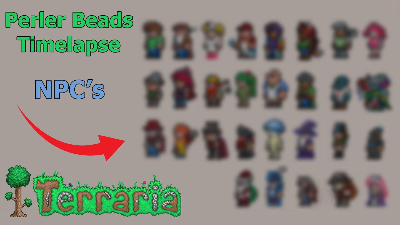 Perler Beads Timelapse: NPC's - Terraria Pixel Art - YouTube