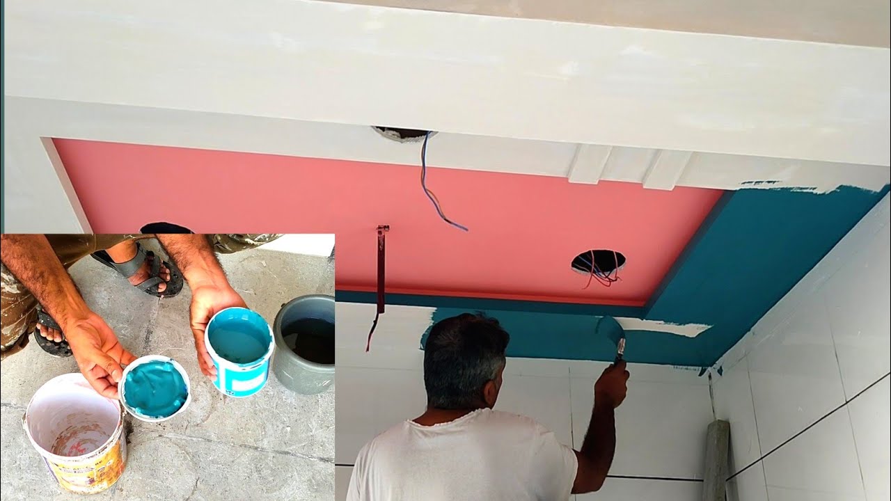 Asian paints plastic colour 1 litre mixing and apply dark firozi colour ...