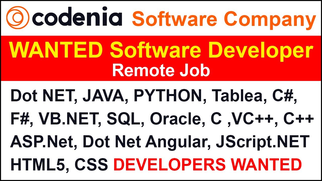 Software Developer JOB | Codenia | IT, Software | Male & Female ...