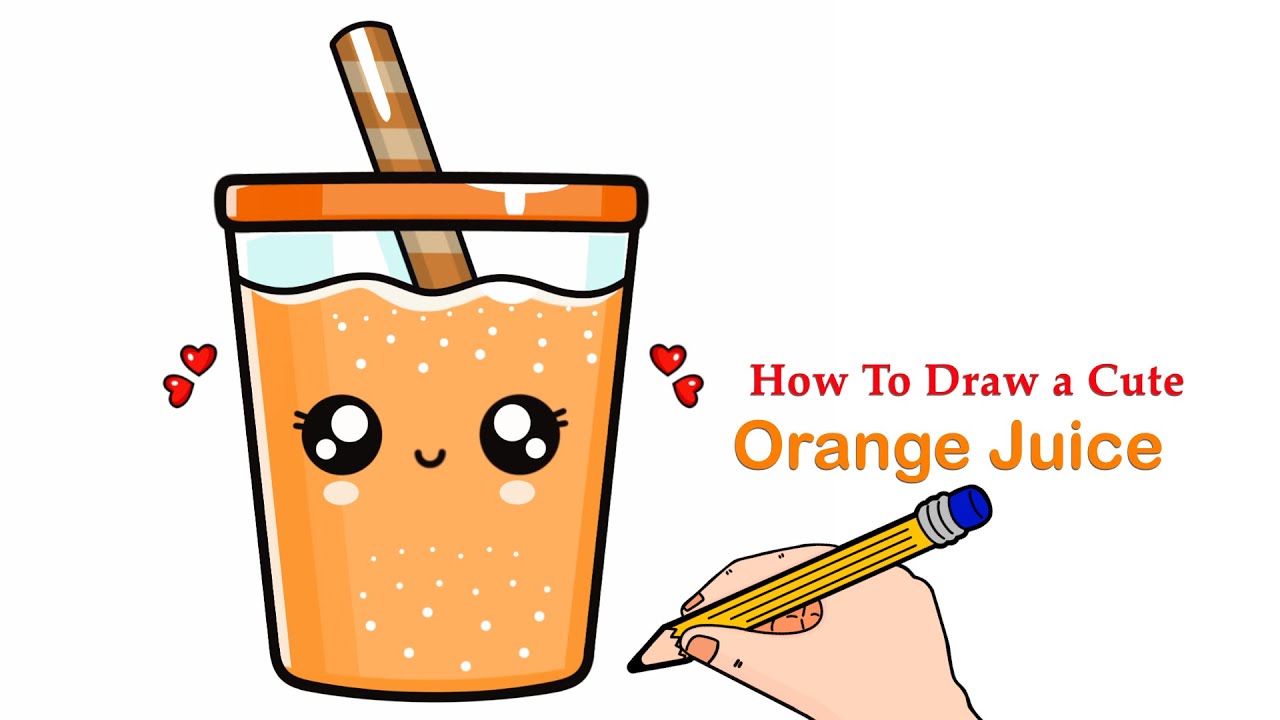 How To Draw a Cute Orange🍊 Juice Easy | Draw a Cute Orange🍊 Juice ...
