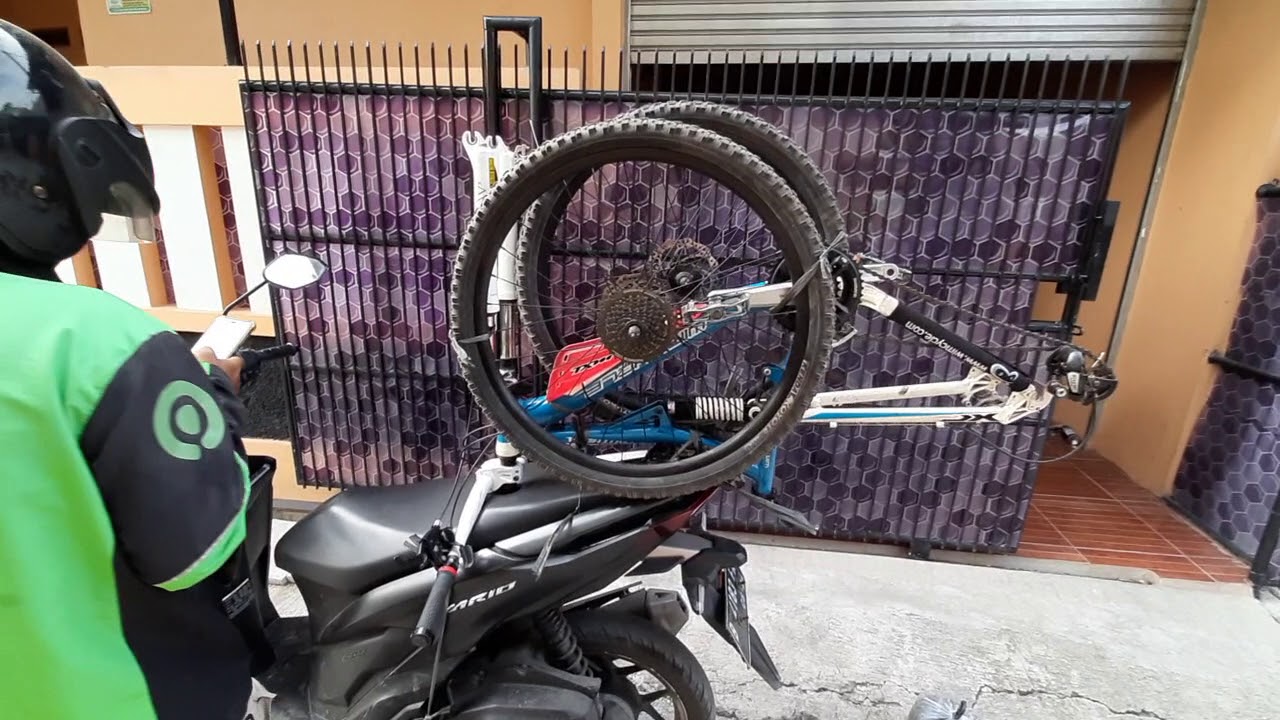 Cara Mudah loading / mengikat sepeda MTB di motor tanpa bracket - YouTube