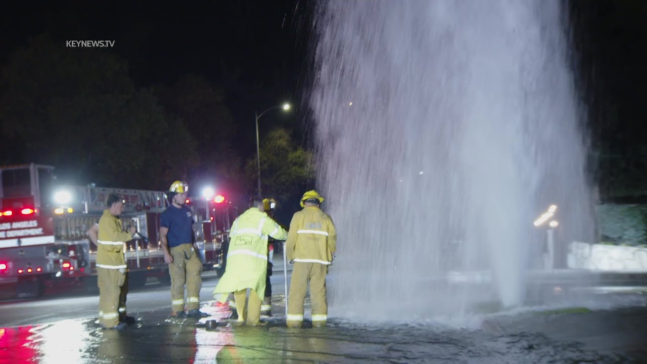 Hit-and-Run Hydrant Collision Floods Street in Granada Hills - YouTube