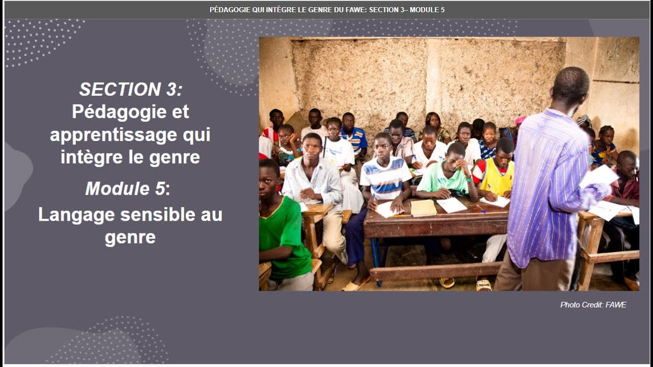 Section 3 Unité 5 : Pédagogie et apprentissage qui intègre le genre ...