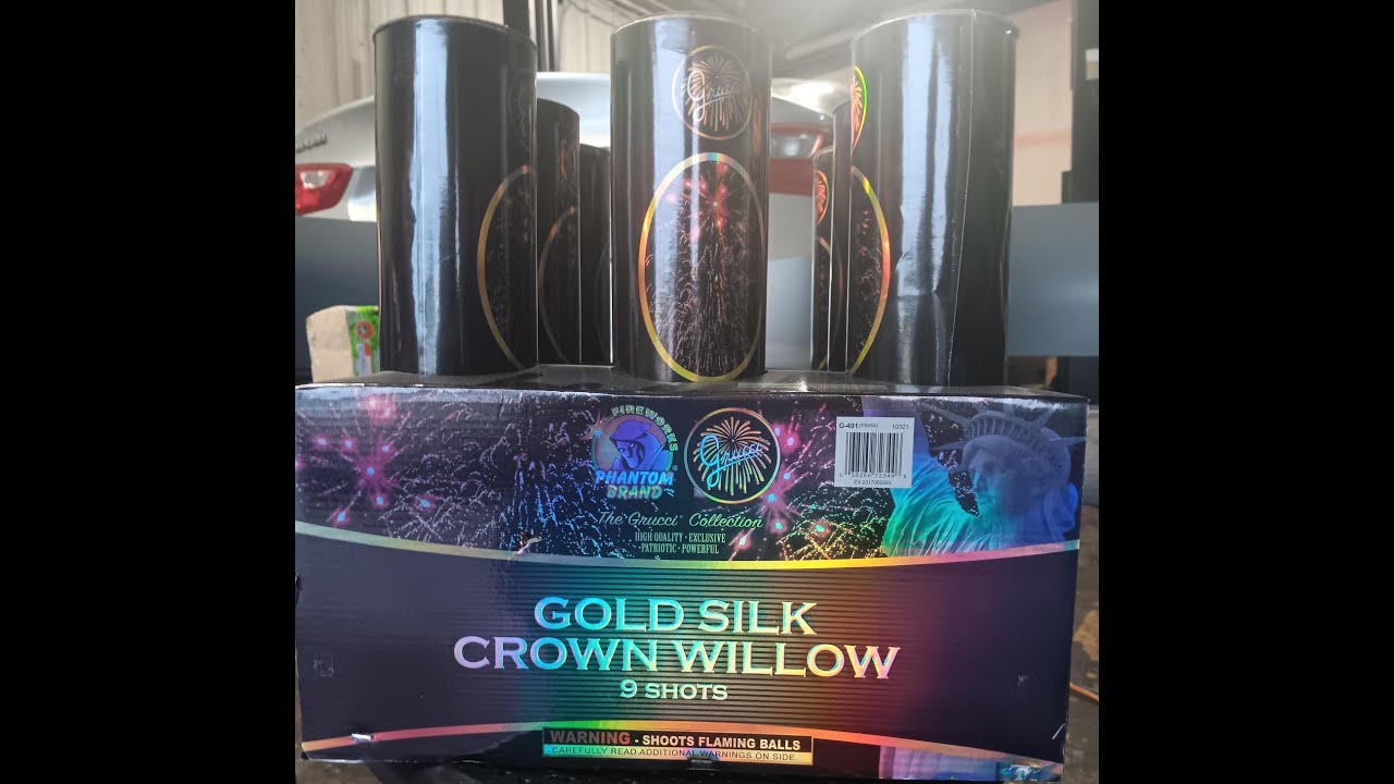 GOLD SILK CROWN WILLOW NOAB BY (PHANTOM BRAND FIREWORKS) 9 SHOT 500 ...