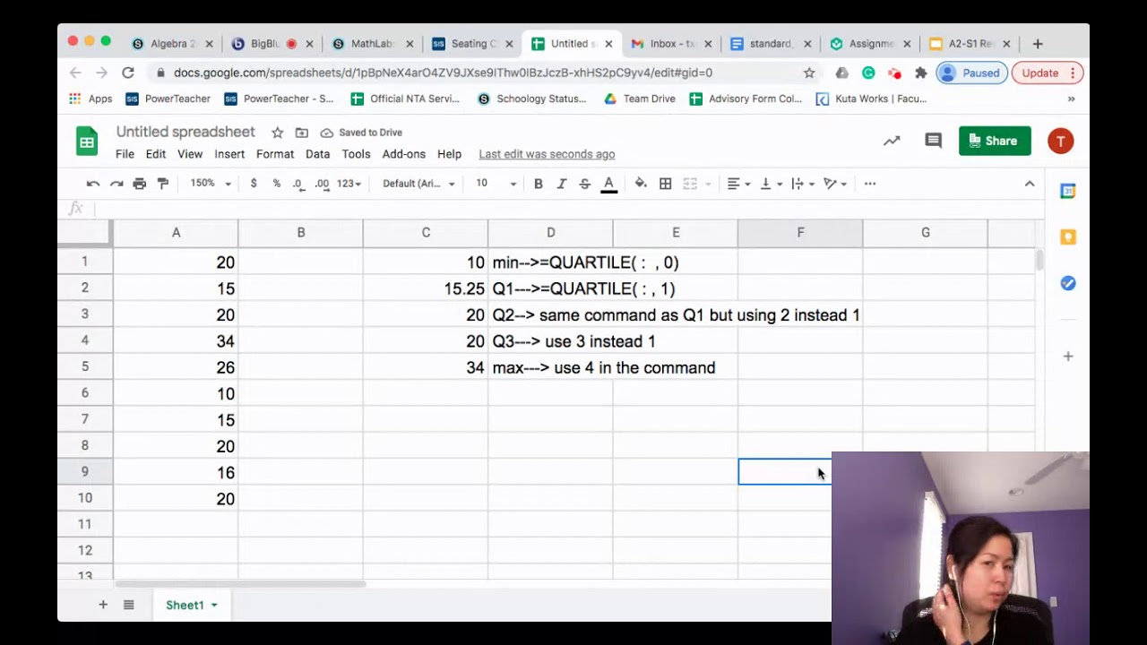 Calculate Quartiles And Standard Deviation Using Google Sheet YouTube Calculate Quartiles And Standard Deviation Using Google Sheet YouTube