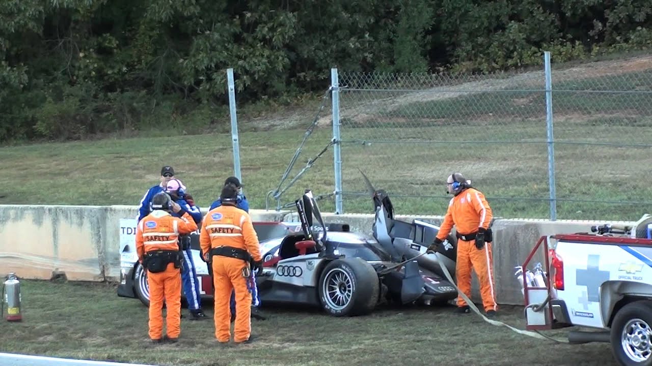 #1 Audi R18 TDI After Crash 2011 Petit Le Mans - YouTube
