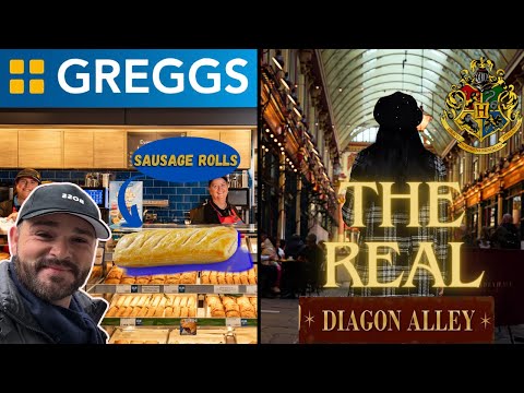 AMERICANS TRY GREGGS SAUSAGE ROLLS AND EXPLORE THE INSPIRATION FOR HARRY POTTER’S DIAGON ALLEY
