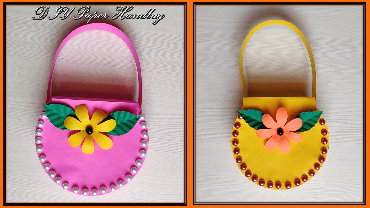 How to make paper handbag | easy paper craft ideas | paper art and ...