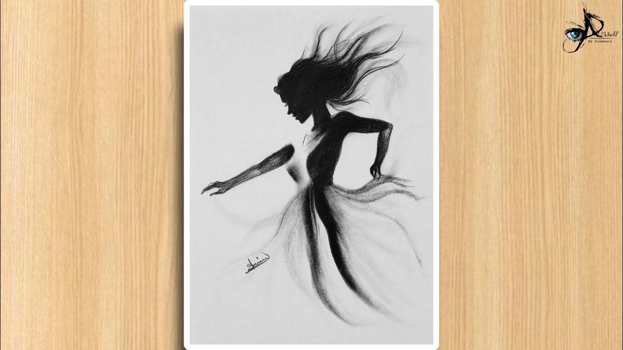 How to draw dancing girl with charcoal powder and charcoal pencil ...