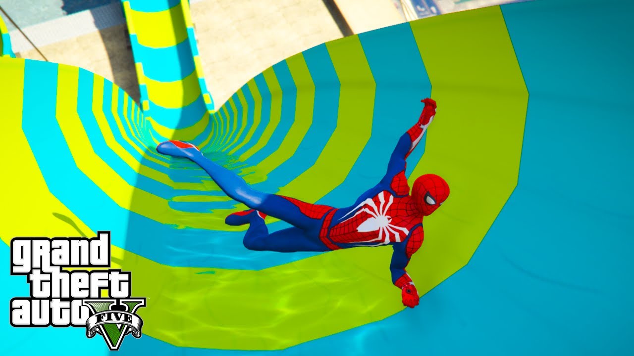 GTA 5 SPIDERMAN Water Slides RAGDOLLS - Spiderman, Hulk, Iron man ...