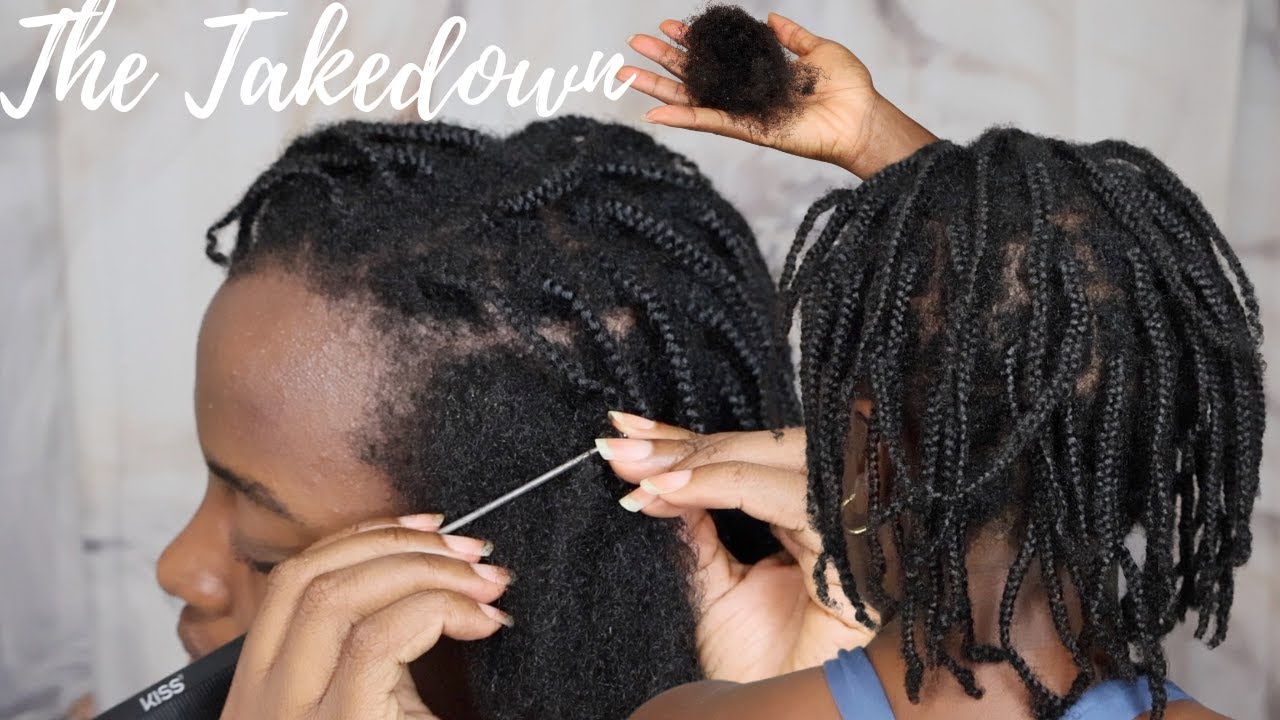 Natural Hair Mini Braids Takedown Took ALL NIGHT! Chile! - YouTube