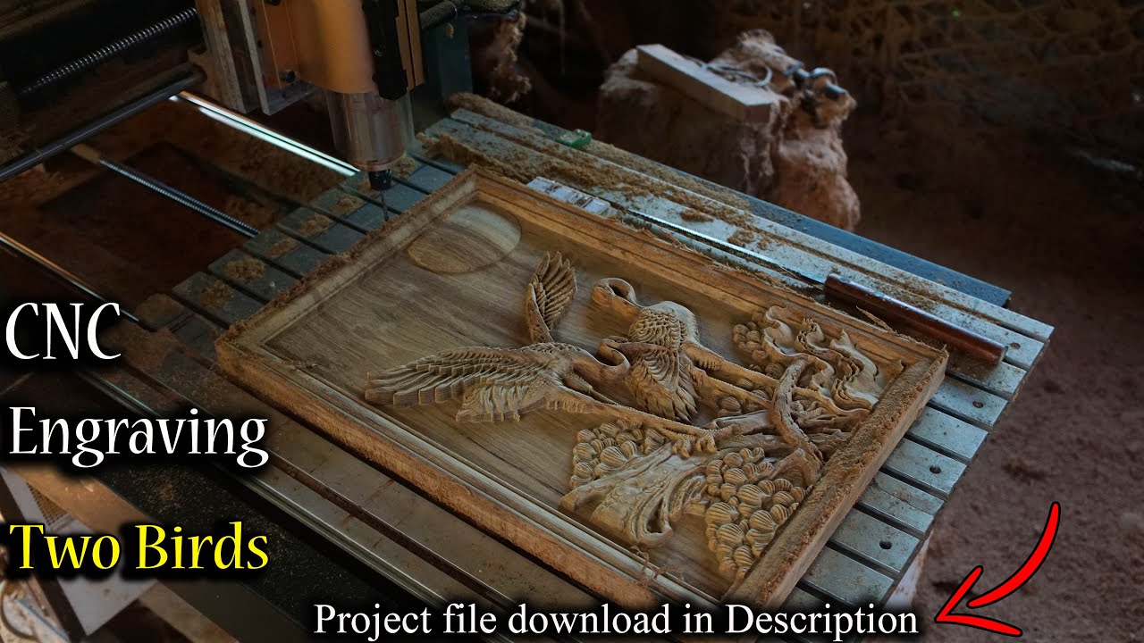 CNC Engraving two birds// Woodworking project - YouTube