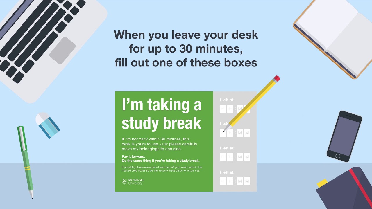 Studying in the Library? Use a study break card - YouTube