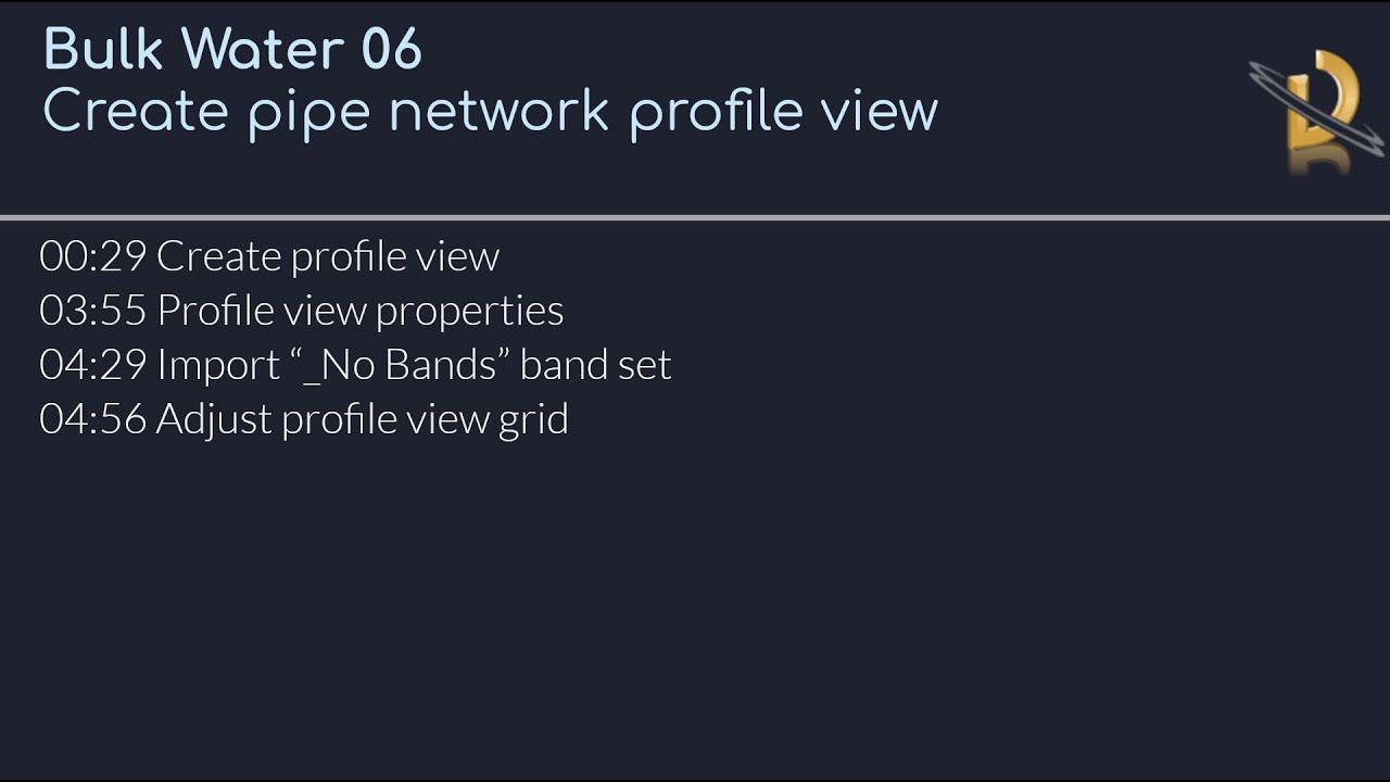 Bulk Water 06 - Create pipe network profile view - YouTube