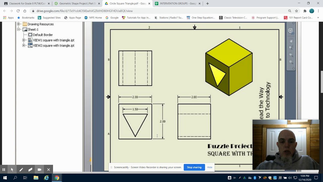 Grade 7 & 8- Circle Square Triangle Part 1- PLTW using OnShape (Design ...