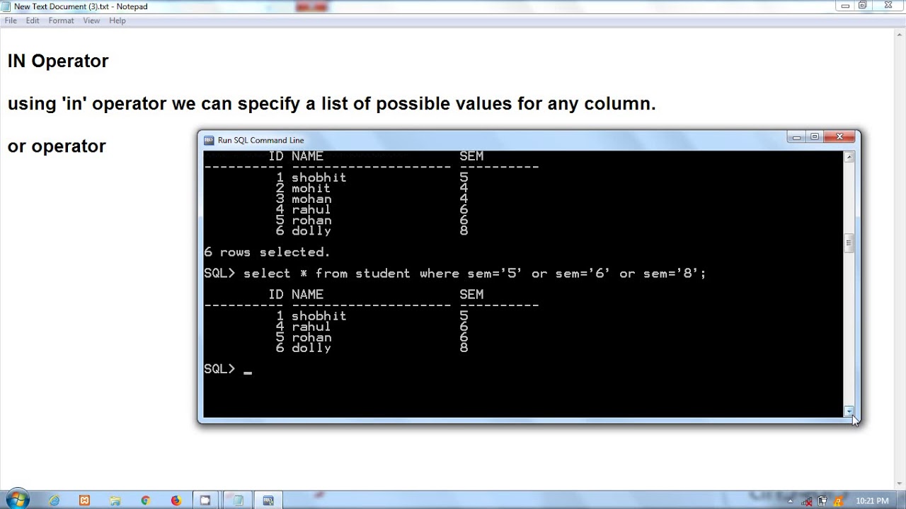 Oracle In Hindi By Pankaj Panjwani 14 In Operator Youtube