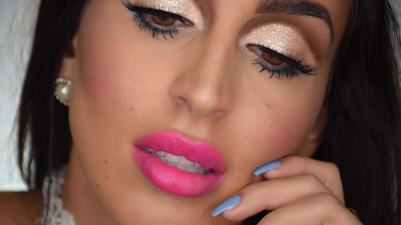 Spring Makeup | BOLD LIP, GLOWY SKIN & GLITTER EYES | Simple and Fun ...