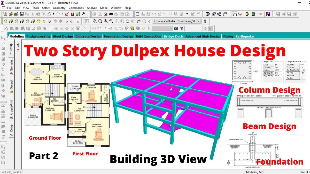 Two story duplex House building design Part 2 | civil engineering ...