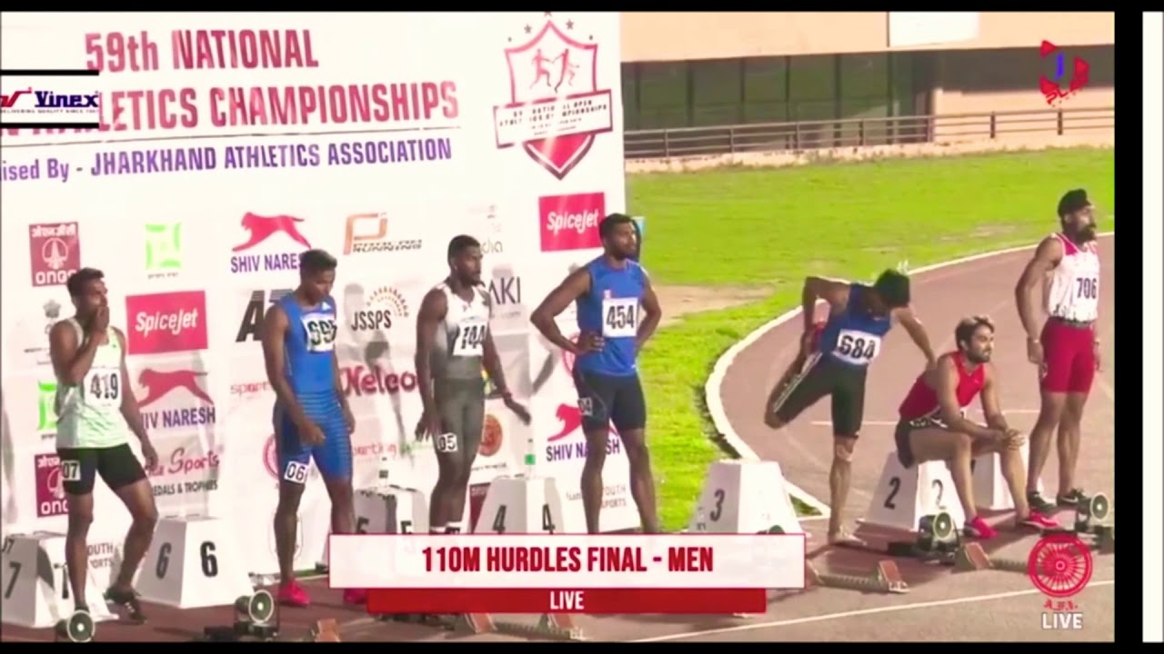 110 m Men's final Open General Athletics championship/ 110m hurdles ...