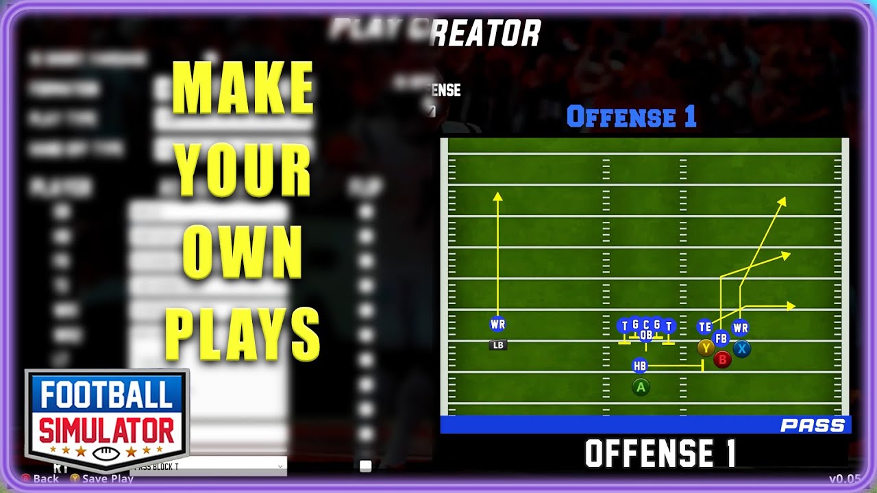 Football Simulator Update: Create Your Own Plays! - YouTube