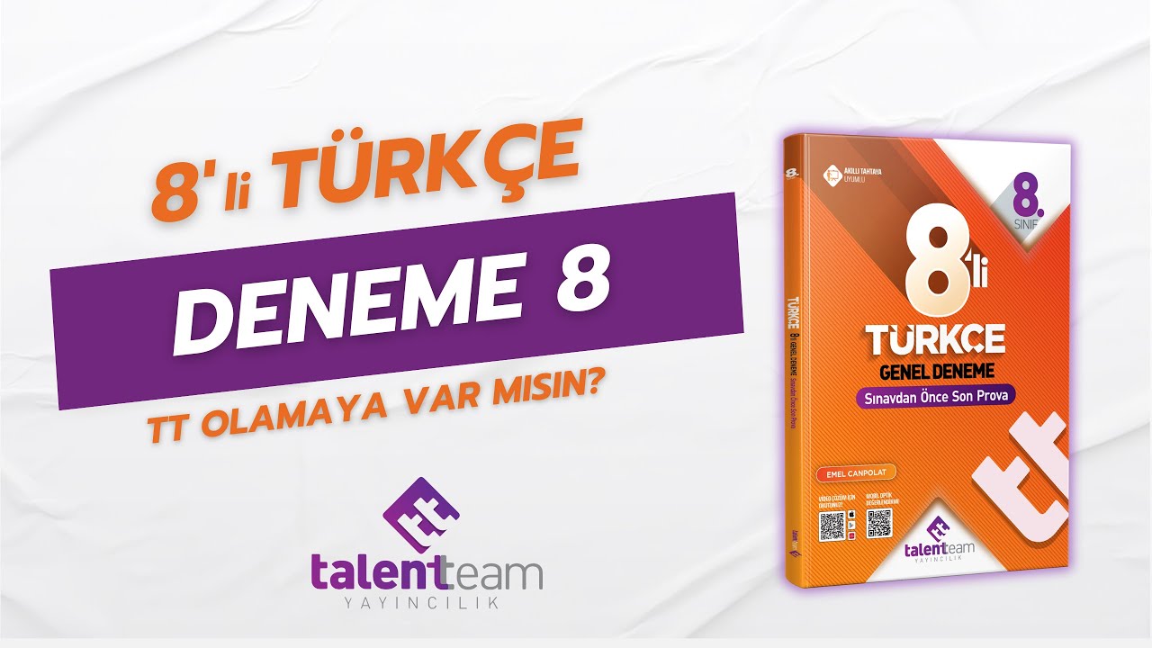 TalentTeam | 8. Sınıf Türkçe Deneme 8 - Video Çözümü - YouTube