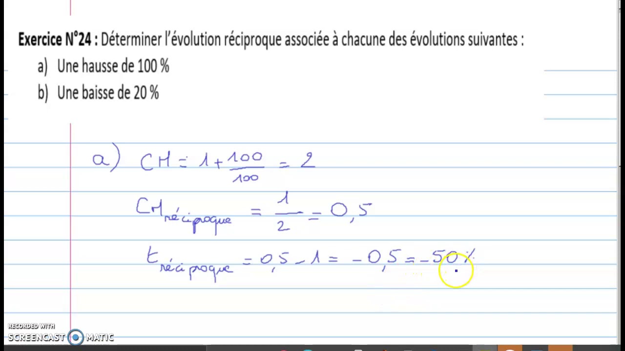 Seconde : Corrigé de l'exercice N°24 (évolution réciproque) - YouTube